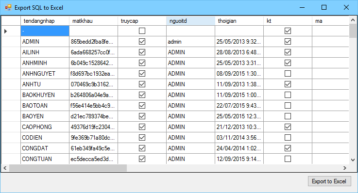 Export dữ liệu từ SQL Server sang Excel với VB.NET